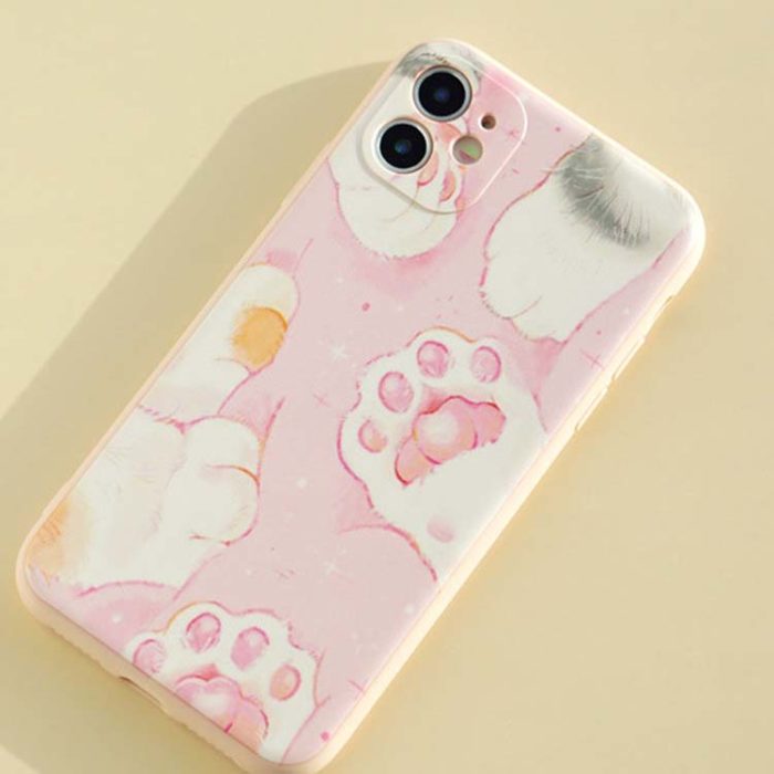 Pink Cat Paw Phone Case Pastel Pink IPhone Cases - RegisBox