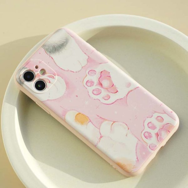 Pink Cat Paw Phone Case Pastel Pink IPhone Cases - RegisBox