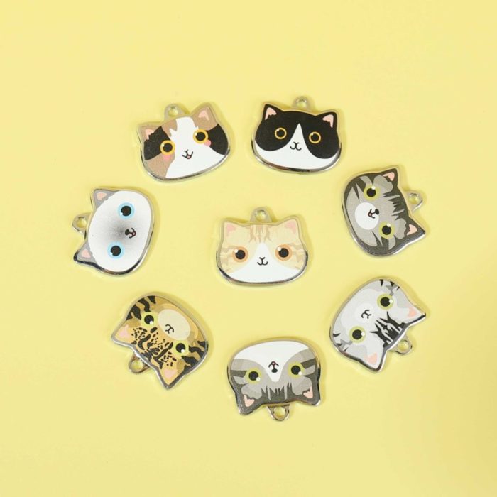 Metal Custom Engraved Cat ID Tag Cute Cat Charm Kawaii Pet ID Tags ...
