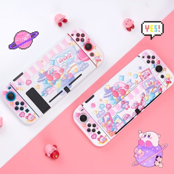Pixelated Kirby Switch Oled Cover Kawaii Kirby Switch Cases Regisbox