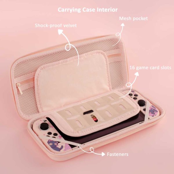 Pink Switch Carrying Case Cute Cat Switch OLED Travel Case - RegisBox