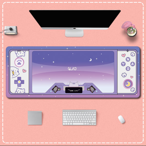 Cute Gaming Desk Mat Kawaii Aesthetic Mouse Mat Space Art Game Room ...