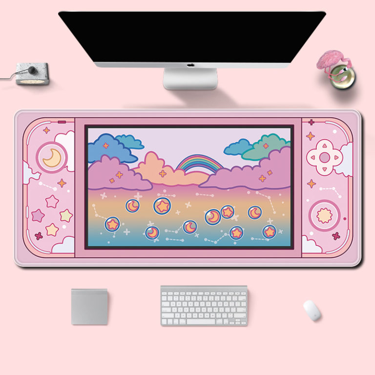 Kawaii Circus Desk Mat Cute Bunny Mouse Pad Stars And Moon - RegisBox