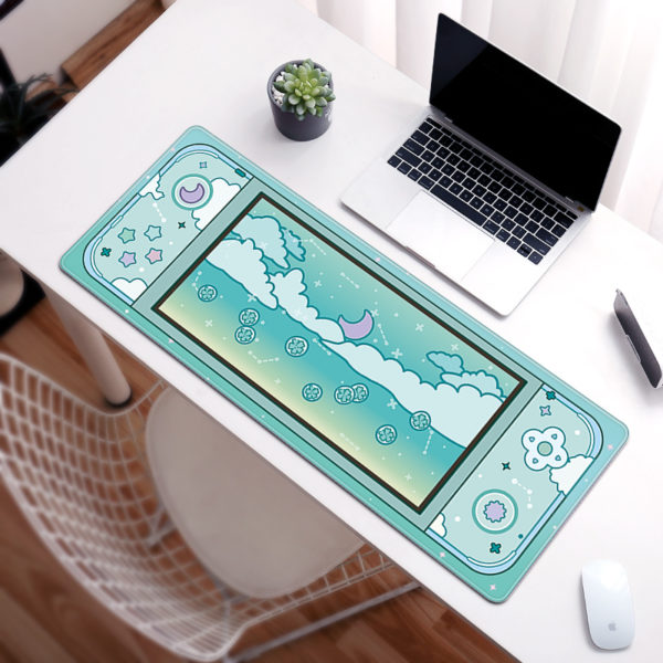 Moon And Stars Large Desk Mat Kawaii Aesthetic Mouse Pad Cute Sky Art ...