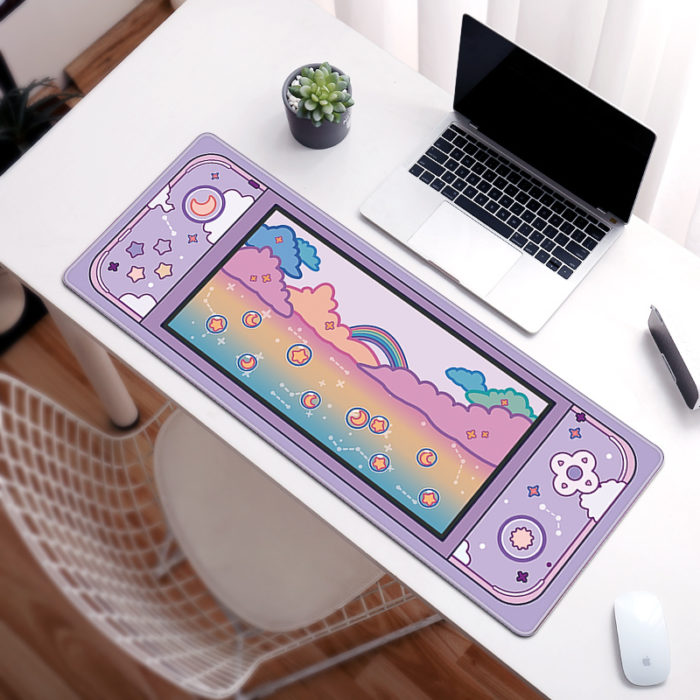 Pastel Rainbow Desk Mat Cute Keyboard Mouse Mat Kawaii Gaming Room ...