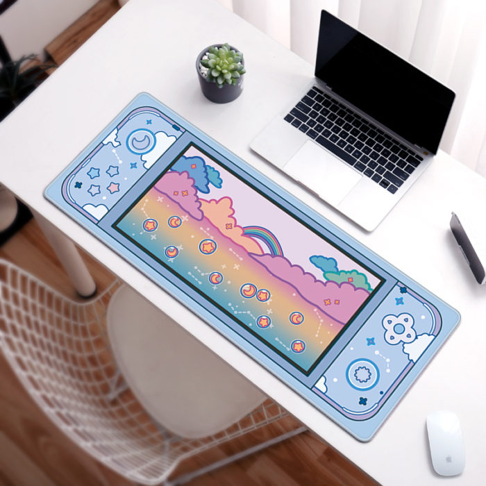 Pastel Rainbow Desk Mat Cute Keyboard Mouse Mat Kawaii Gaming Room ...