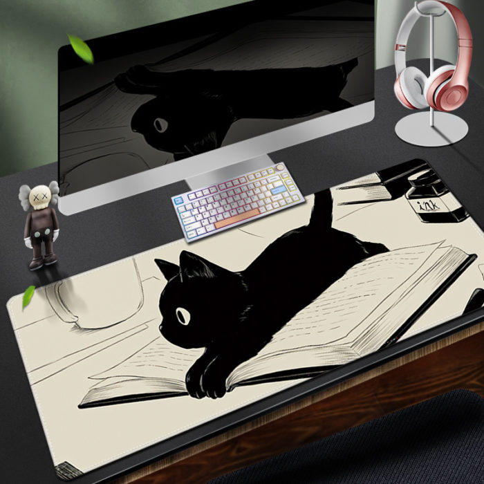 Black Cat Large Mouse Mat Black Kitten Owner Gifts Cat Decor - RegisBox