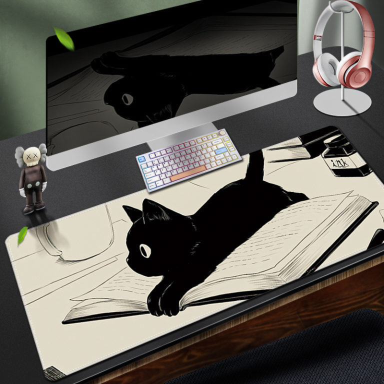 Black Cat Large Mouse Mat Black Kitten Owner Gifts Cat Decor - RegisBox