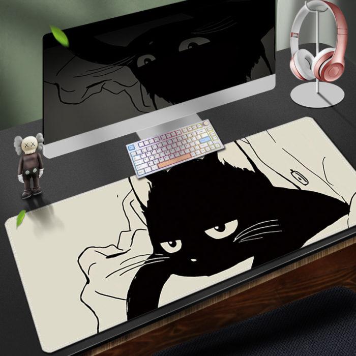 Black Cat Large Mouse Mat Black Kitten Owner Gifts Cat Decor - RegisBox