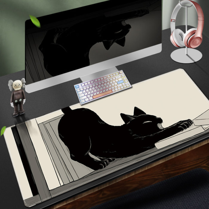Black Cat Large Mouse Mat Black Kitten Owner Gifts Cat Decor - RegisBox