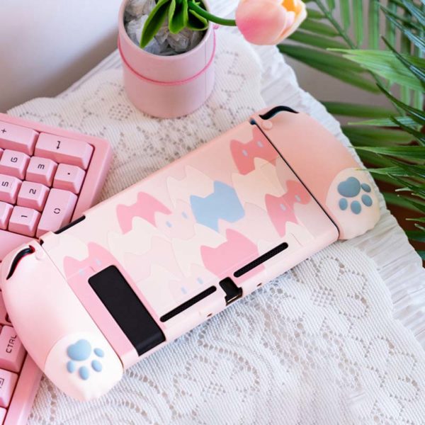 Ergonomic Cat Switch Case Cute Protective Switch OLED Cover 3D Cat Paw ...