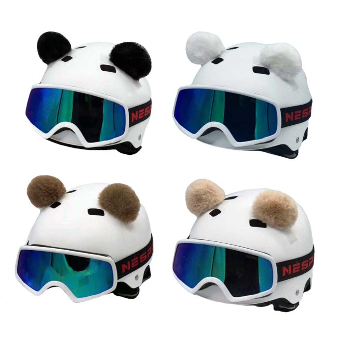 Helmet Rizz: Plush Bear Ears Helmet Ears Cute Helmet Ornaments - RegisBox