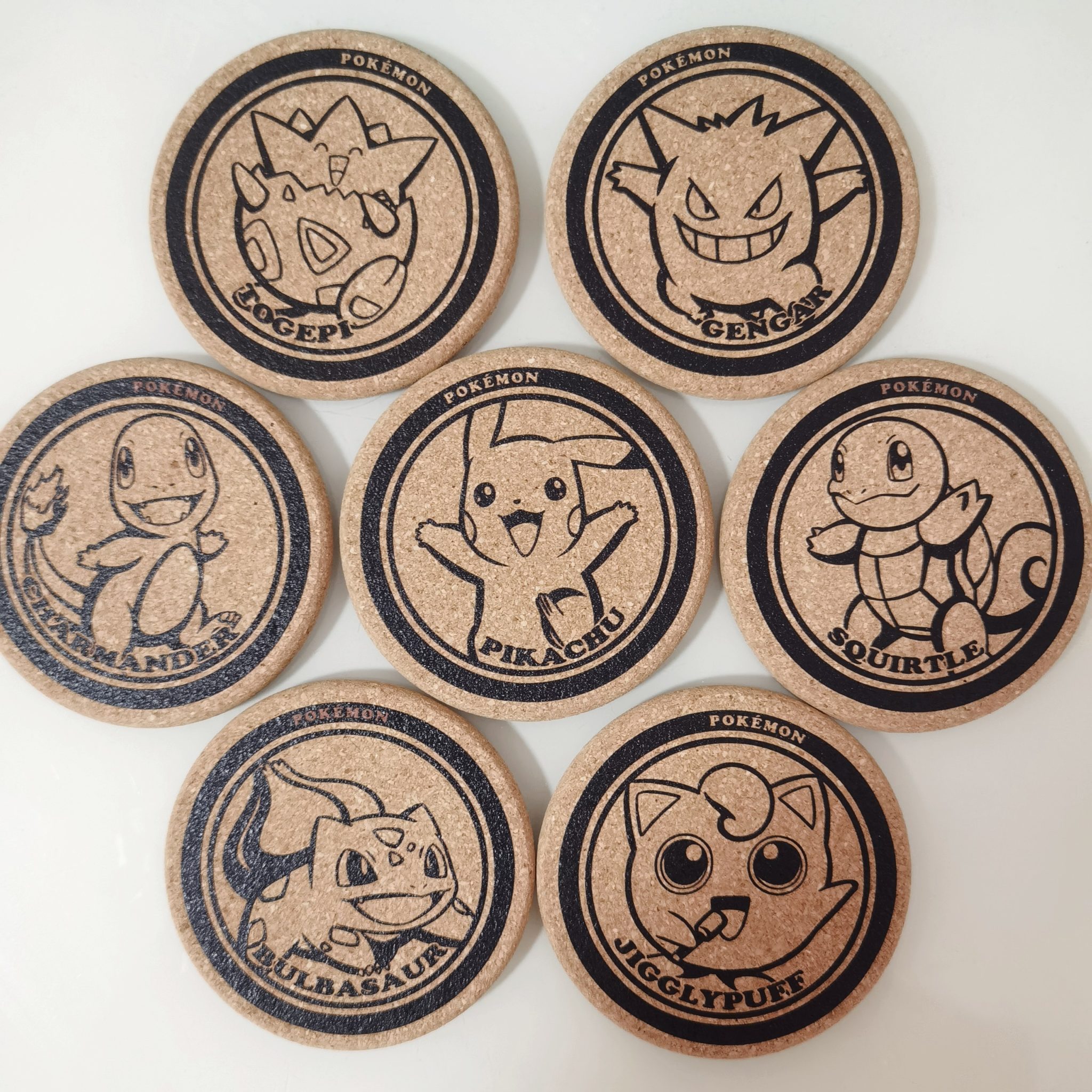 Pokemon Coaster Set 6 PCS Cute Pokemon Cork Coasters - RegisBox