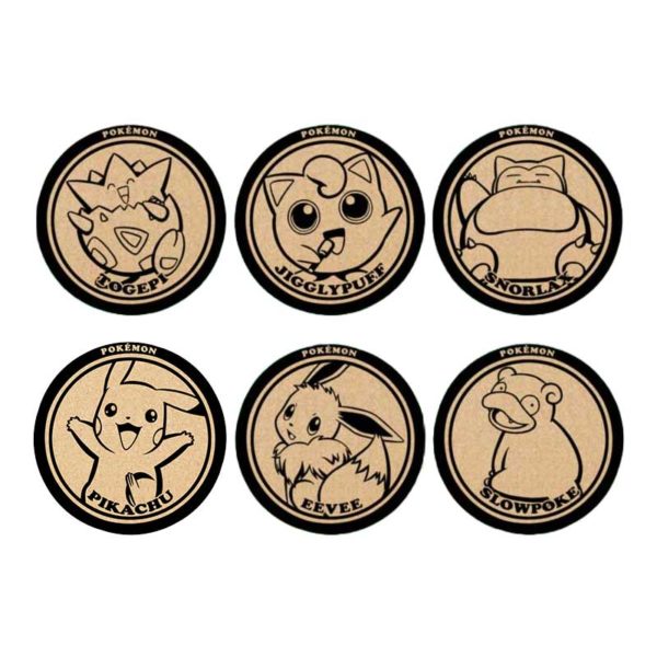 Pokemon Coaster Set 6 PCS Cute Pokemon Cork Coasters - RegisBox