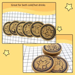 Pokemon Coaster Set 6 PCS Cute Pokemon Cork Coasters - RegisBox