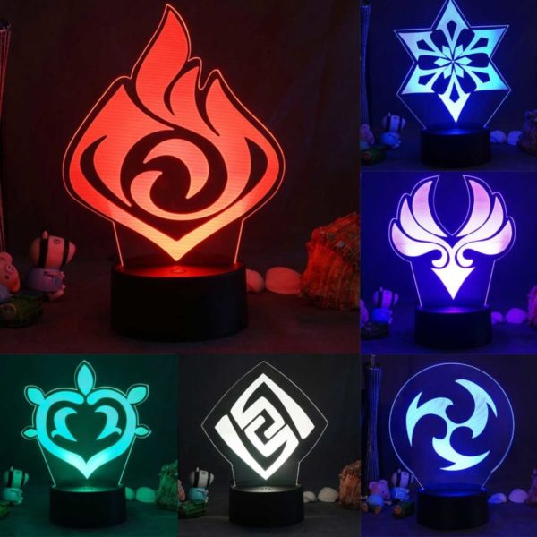 Gesnhin Impact Elements LED Night Light Genshin Desk Lamp Cool Genshin ...