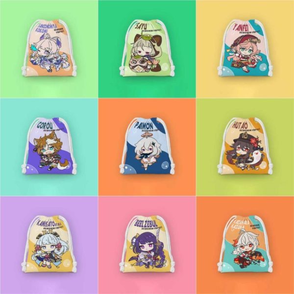 Genshin Impact Drawstring Bags Chibi Genshin Storage Bags Cosmetic ...