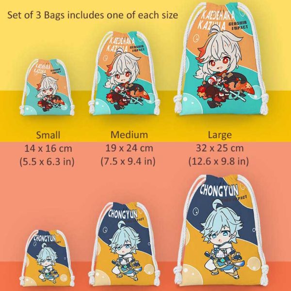 Genshin Impact Drawstring Bags Chibi Genshin Storage Bags Cosmetic ...
