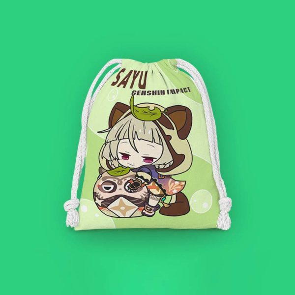 Genshin Impact Drawstring Bags Chibi Genshin Storage Bags Cosmetic ...