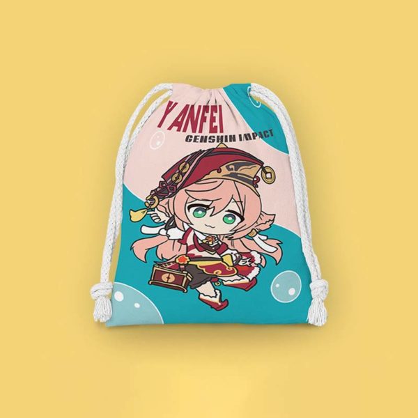 Genshin Impact Drawstring Bags Chibi Genshin Storage Bags Cosmetic ...