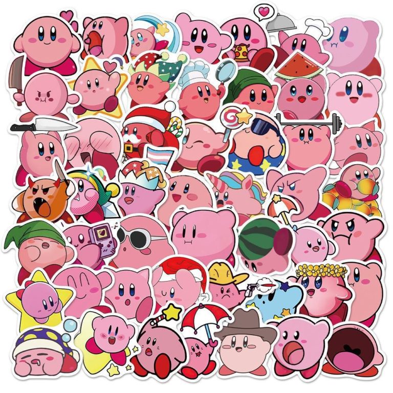 50PCS Kirby Stickers Cute Kirby Luggage Decals Waterproof Kawaii Pink ...
