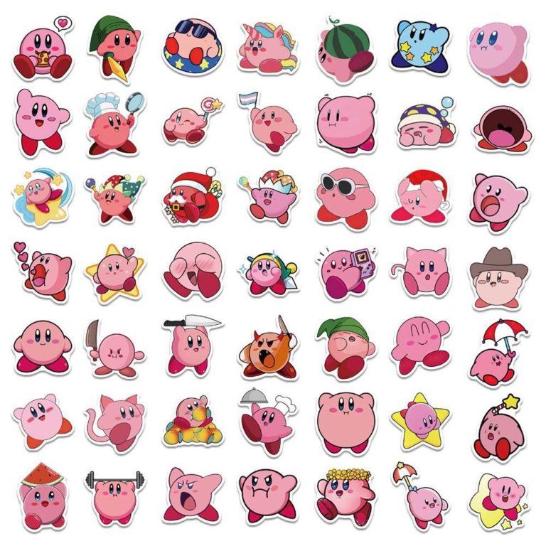 50PCS Kirby Stickers Cute Kirby Luggage Decals Waterproof Kawaii Pink ...