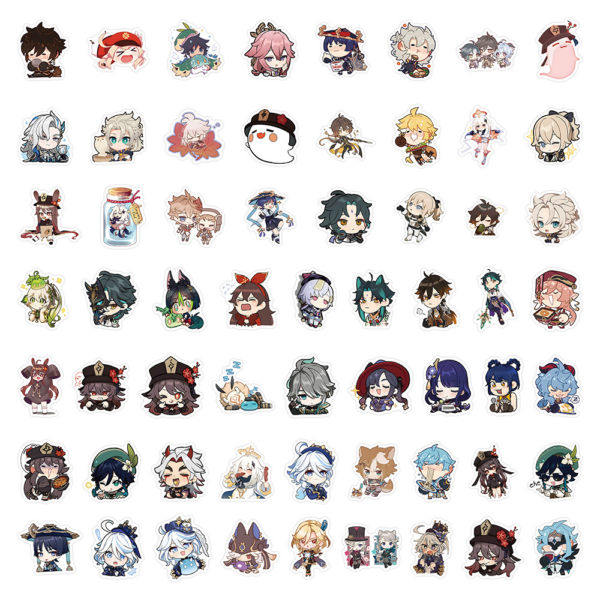 60PCS Genshin Impact Stickers Cute Genshin Emoji Laptop Decal ...