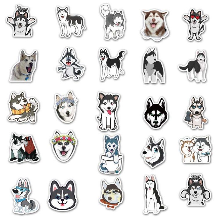 50PCS Husky Dog Stickers Cute Dog Laptop Decal Funny Waterproof Sticker ...