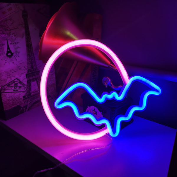 Bat Neon Sign Super Hero Wall Decor Game Room LED Night Lights - RegisBox