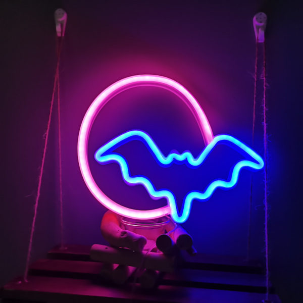 Bat Neon Sign Super Hero Wall Decor Game Room LED Night Lights - RegisBox