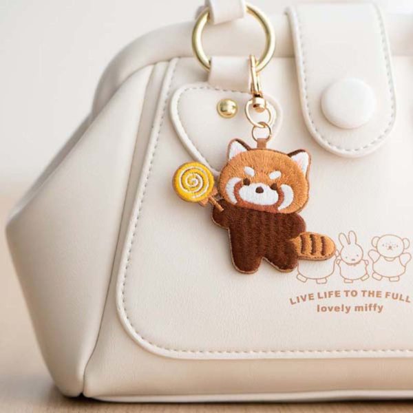 Embroidered Red Panda Keychain Cute Embroidered Lesser Panda Key Rings ...