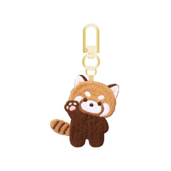 Embroidered Red Panda Keychain Cute Embroidered Lesser Panda Key Rings ...