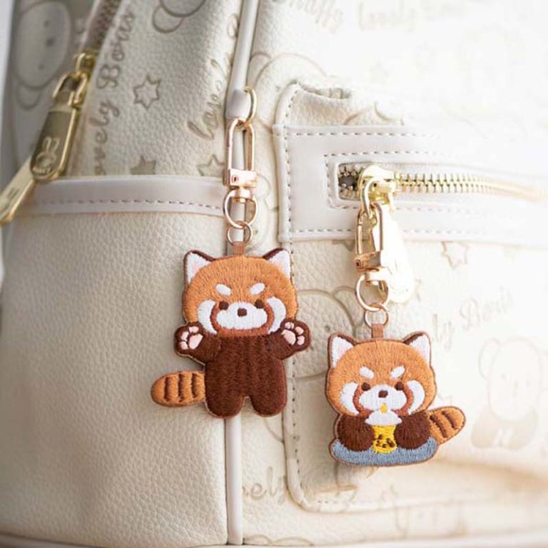 Embroidered Red Panda Keychain Cute Embroidered Lesser Panda Key Rings ...