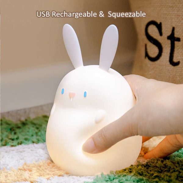 Rechargeable Rabbit Night Light Cute Bunny Lamp LED Lights Kawaii Room ...