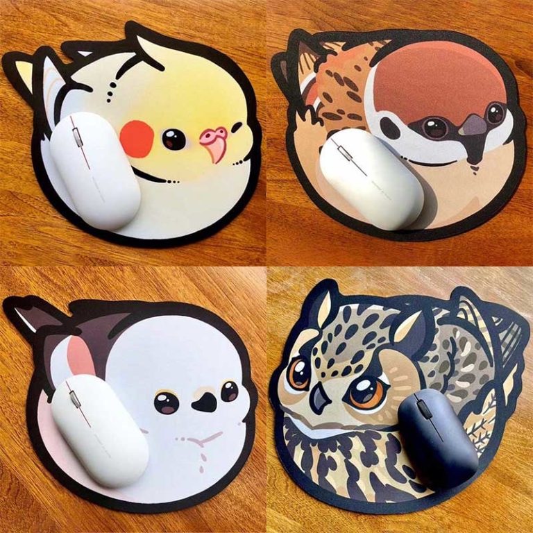 Chibi Bird Mouse Pads Cute Cockatiel Parrot Owl Sparrow - RegisBox