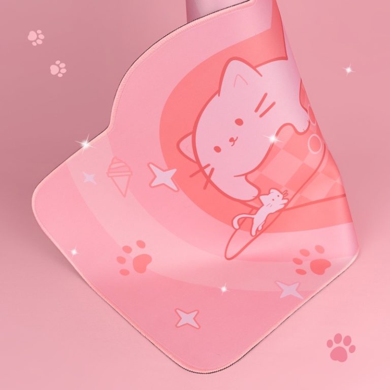 Pink Ice Cream Cat Gaming Mouse Pad Kawaii Room Decor - RegisBox