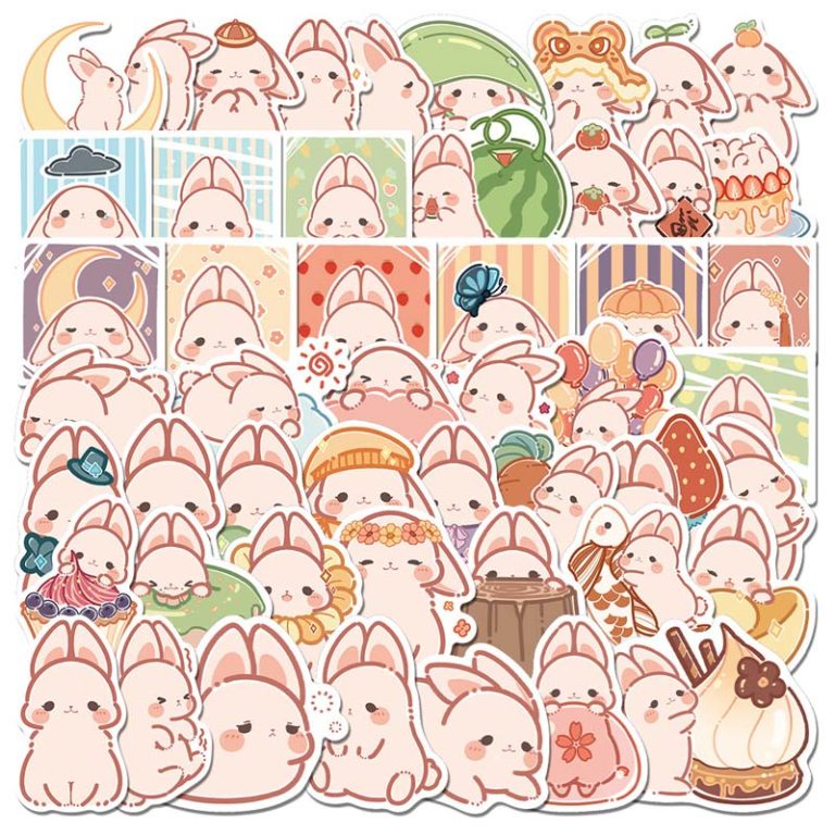 50PCS Rabbit Stickers Waterproof Bunny Decals Cute Rabbit Lover Gifts ...