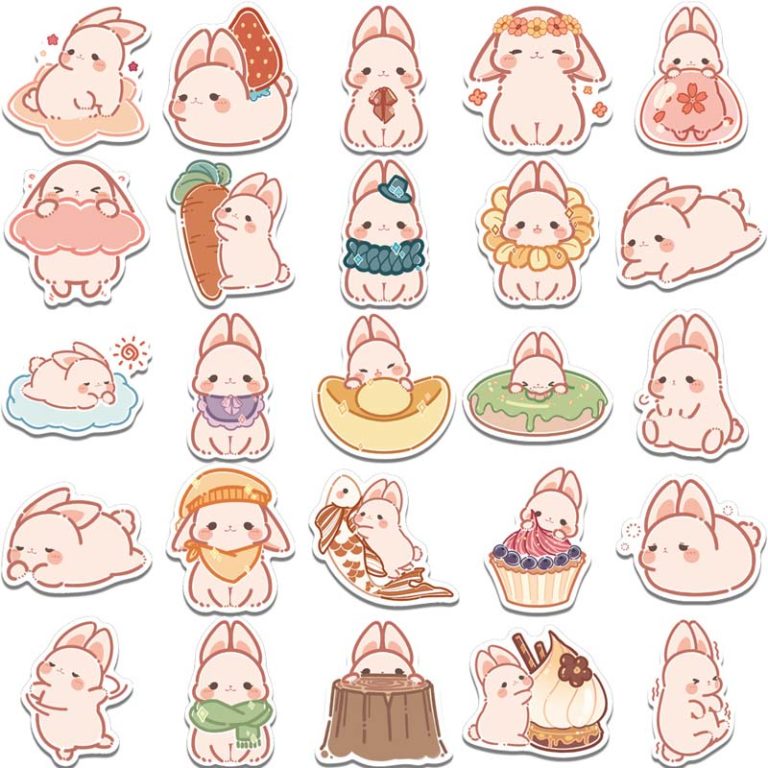 50PCS Rabbit Stickers Waterproof Bunny Decals Cute Rabbit Lover Gifts ...