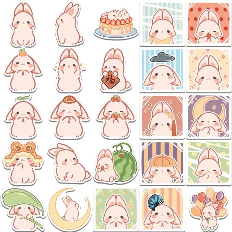 50PCS Rabbit Stickers Waterproof Bunny Decals Cute Rabbit Lover Gifts ...