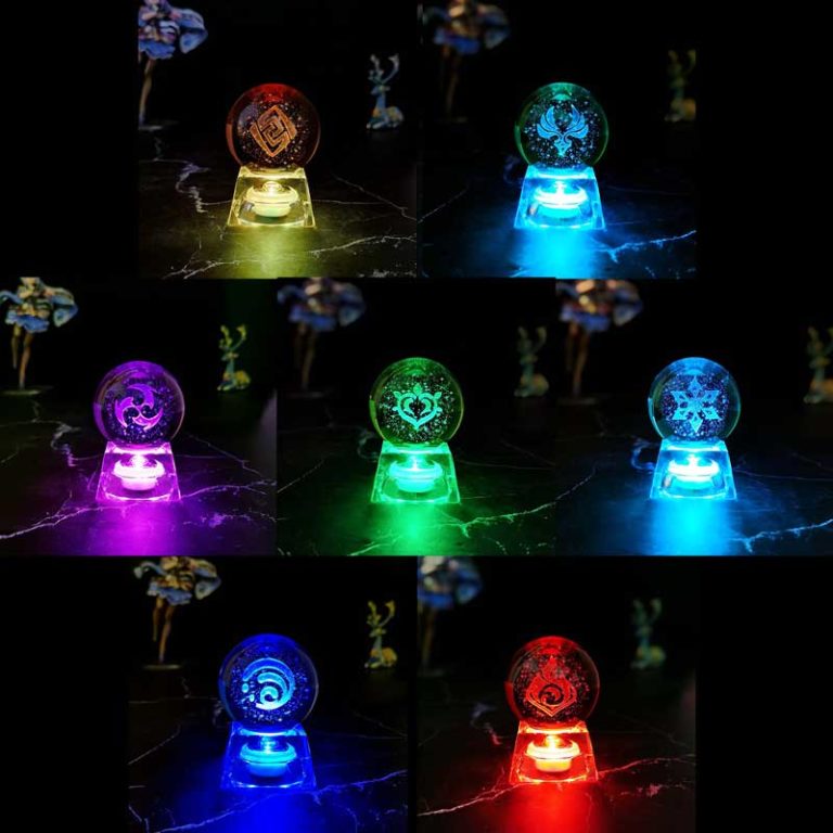 7 Element LED Lights Genshin Impact Crystal Ball Night Light - RegisBox