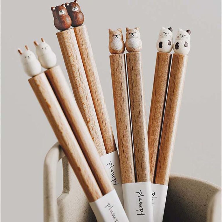 Cute Animal Chopsticks Wood Chopstick Set Wooden Housewarming Gifts ...