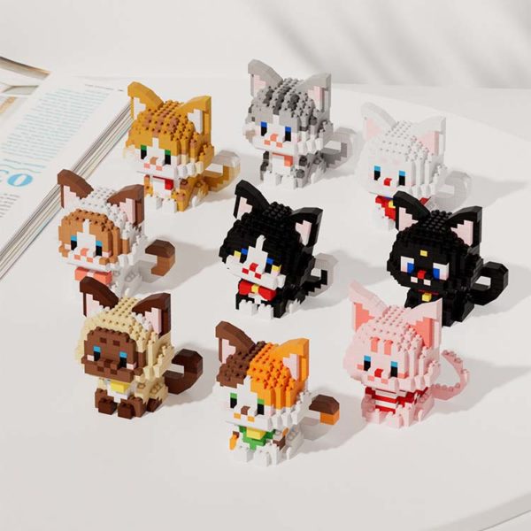 Cute Cat Building Blocks Kawaii Cat Toy Blocks - RegisBox