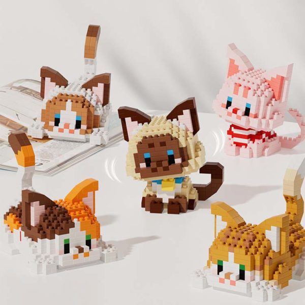 Cute Cat Building Blocks Kawaii Cat Toy Blocks - RegisBox