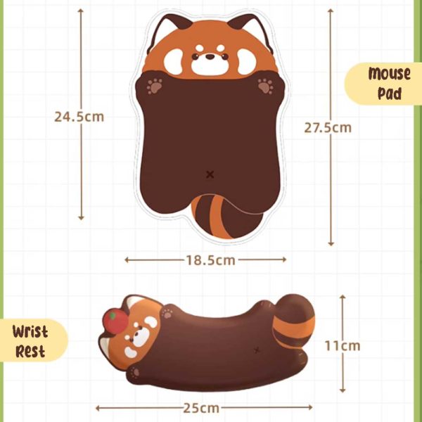 Red Panda Mouse Pad Cute Lesser Panda Wrist Rest - RegisBox