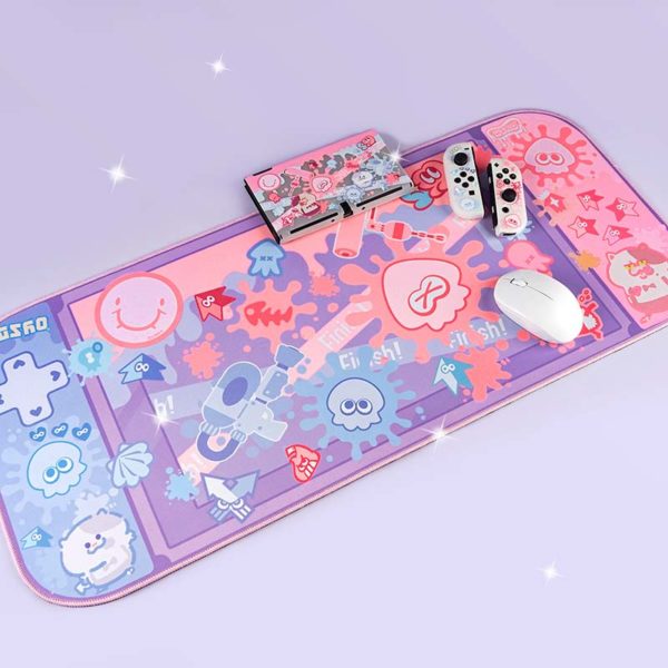 Pastel Splatoon Desk Mat Kawaii Splatoon Mouse Pad Cute Squid Gaming ...