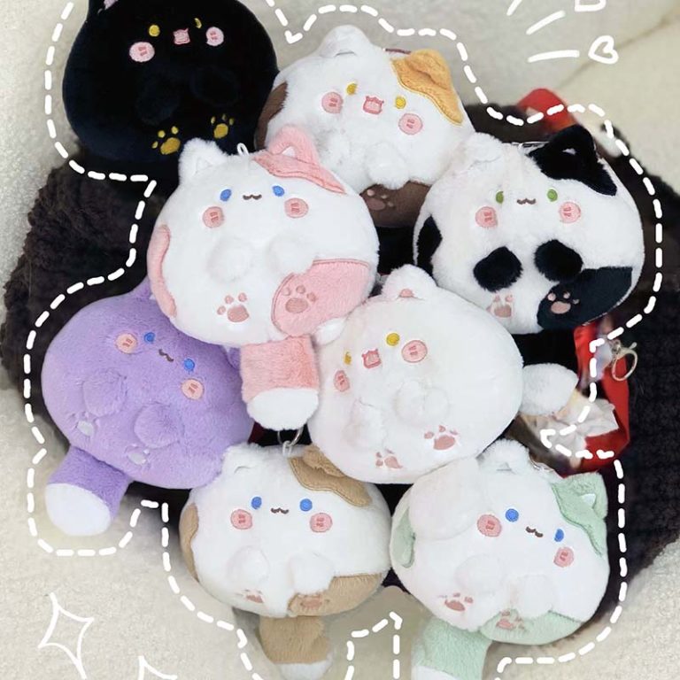 Plush Cat Keychain Cute Chubby Cat Plushie Pendant - RegisBox