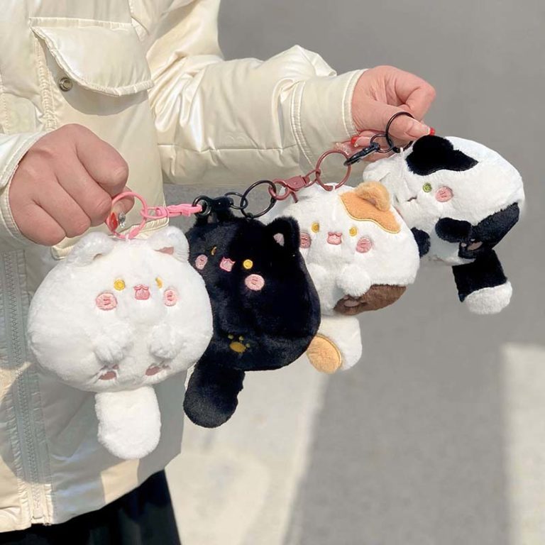 Plush Cat Keychain Cute Chubby Cat Plushie Pendant - RegisBox