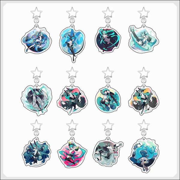 Miku Acrylic Charm Pin Cute Miku Keychains With Pin Back - RegisBox