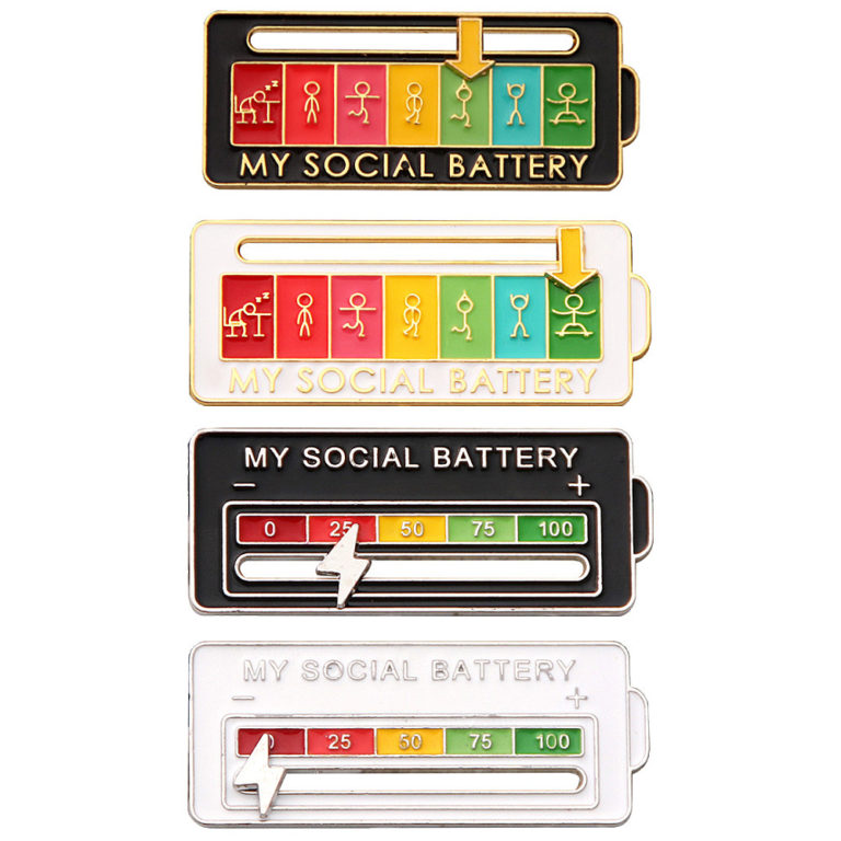 Social Battery Status Pin Social Energy Badge Funny Gift - RegisBox